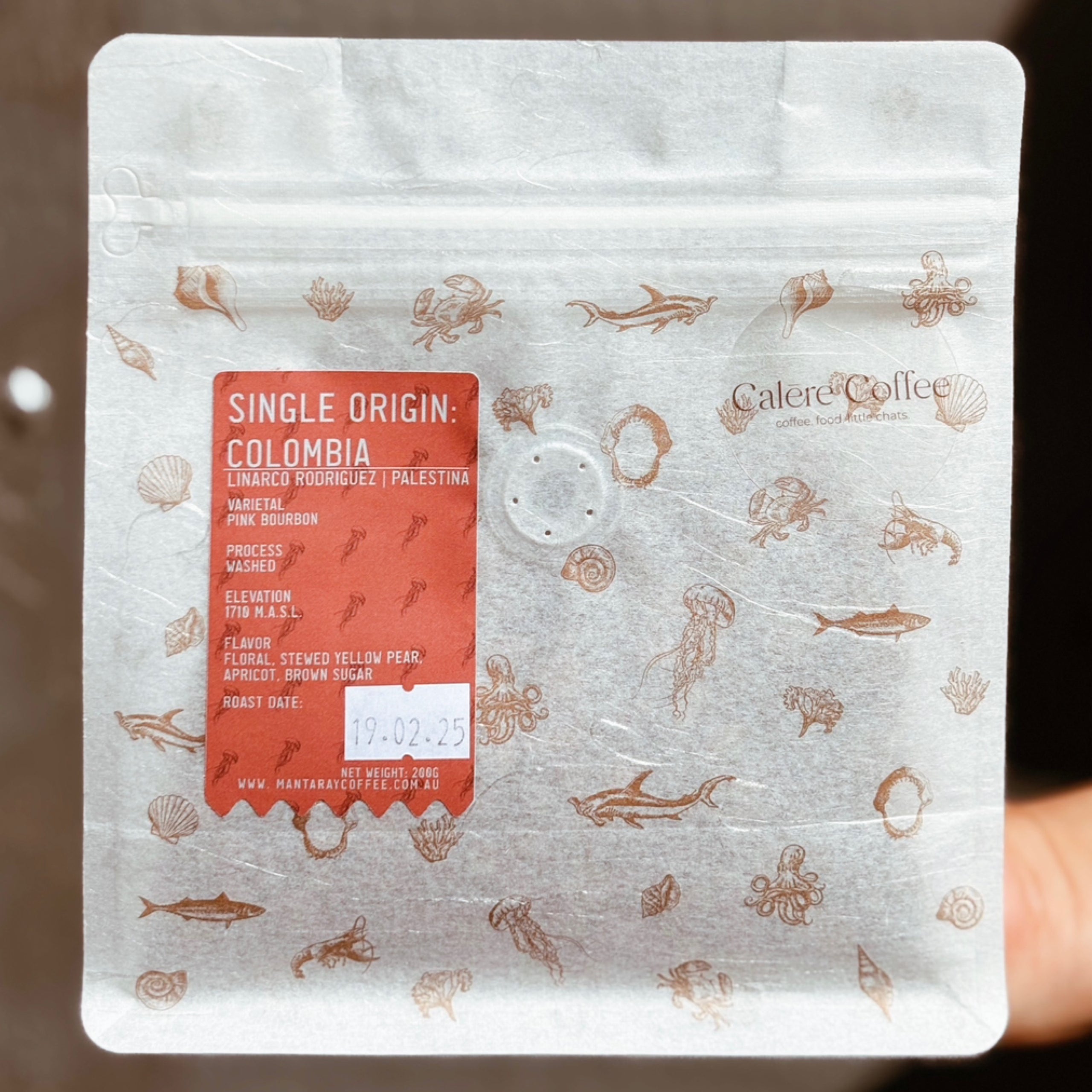 Manta Ray Colombia Linarco Rodriguez Palestina, Washed Pink bourbon ...